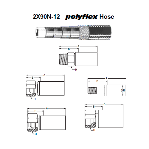 2X90N-12 polyflex Hose “Red Snake”